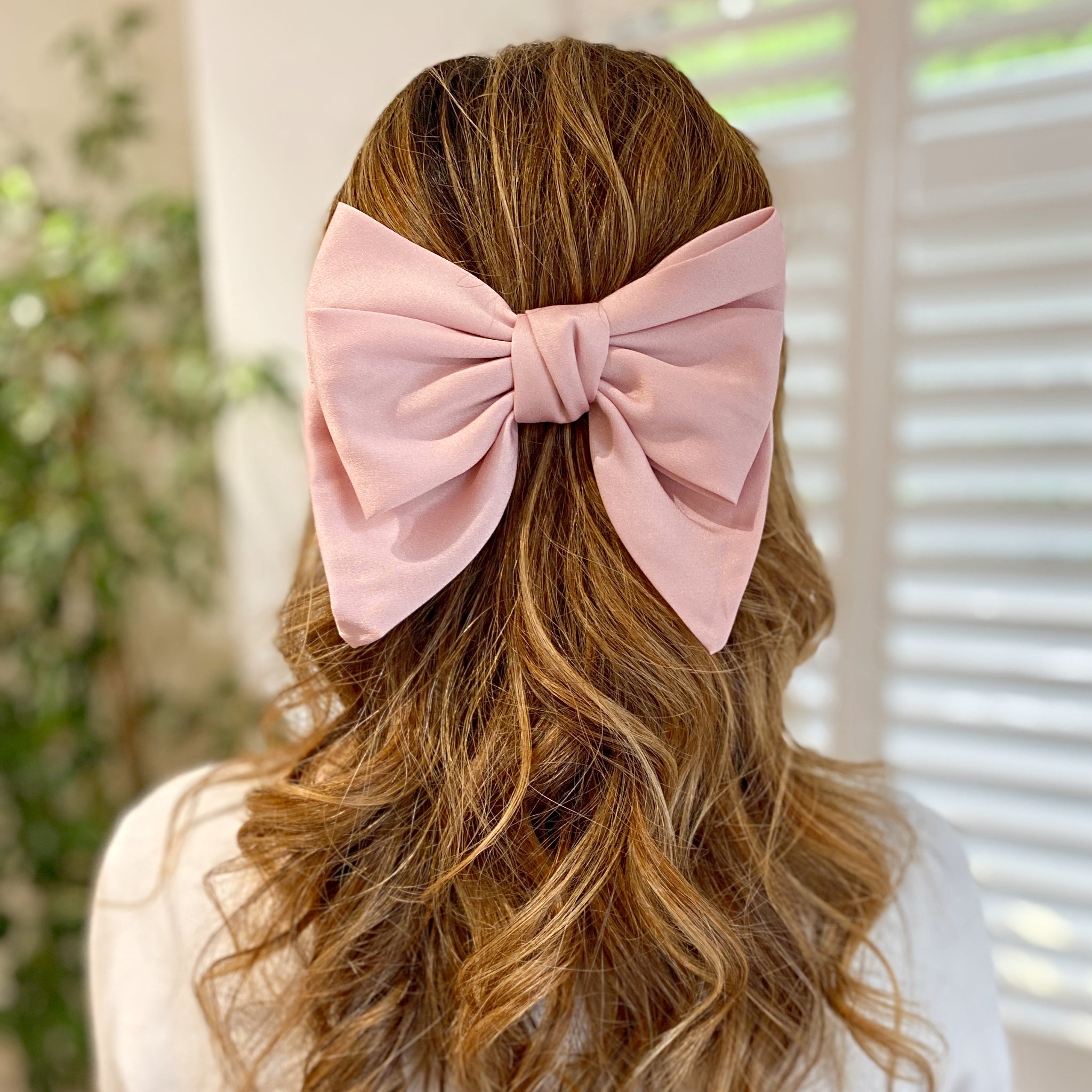 Pink Satin Hair Bow Pink Hair Clip QueenMee Accessories